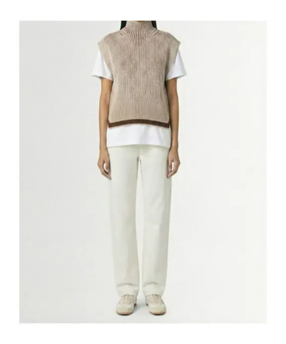 Varley High-neck Ribbed Knit Sleeveless Sweater