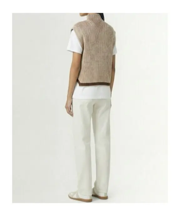 Varley High-neck Ribbed Knit Sleeveless Sweater