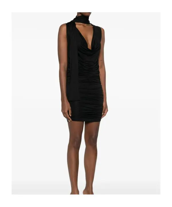 AYA MUSE Sleeveless Draped High-neck Dress