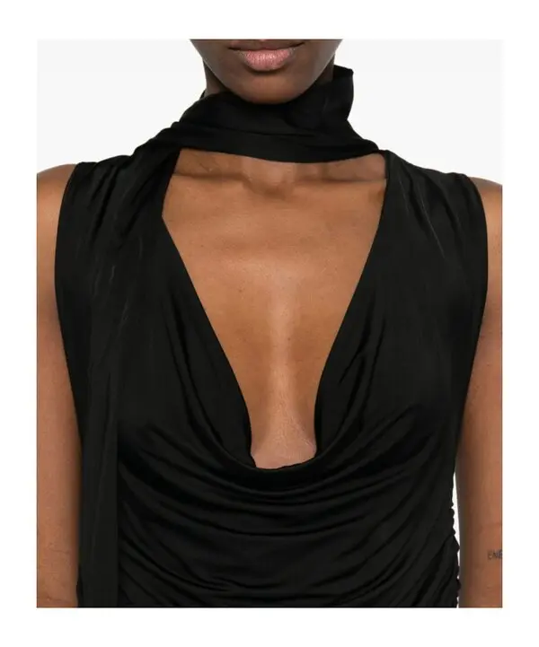 AYA MUSE Sleeveless Draped High-neck Dress