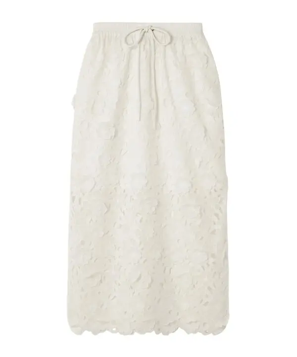 Zimmermann Patience Madeira Embroidered Midi Skirt