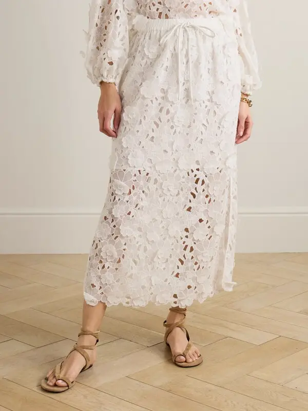 Zimmermann Patience Madeira Embroidered Midi Skirt