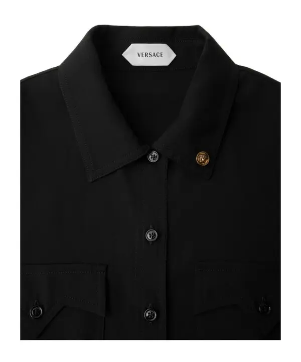 Versace Medusa Hardware Buttoned Pocket Dress - Black