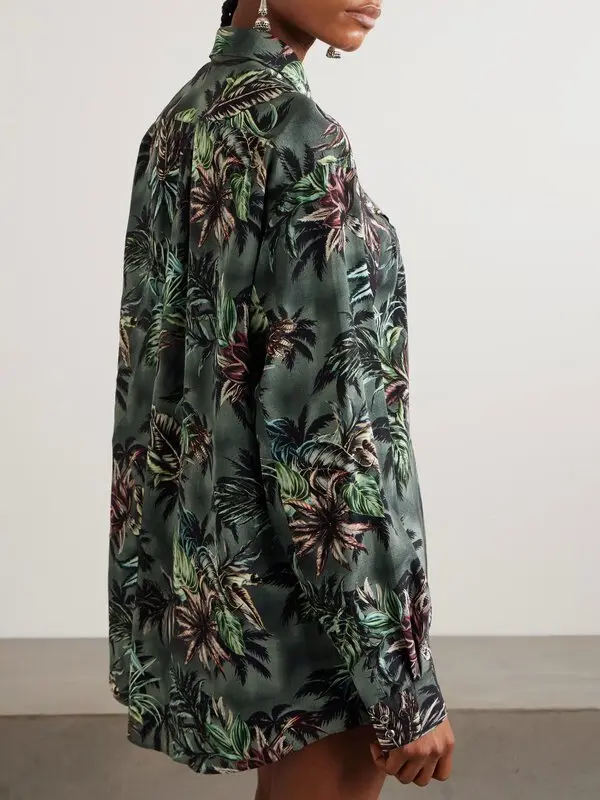 Rabanne Floral-printed Silk Shirt