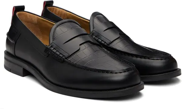 Hugo Boss Round-toe Loafers With Perforated Buckle Detail