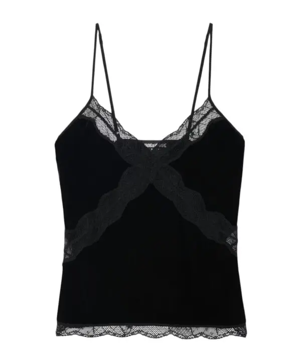 Zadig&Voltaire Velvet Camisole With French Lace - Black