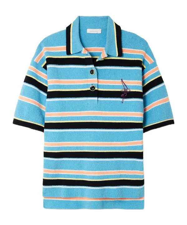 Rabanne Striped Embroidered Polo Top