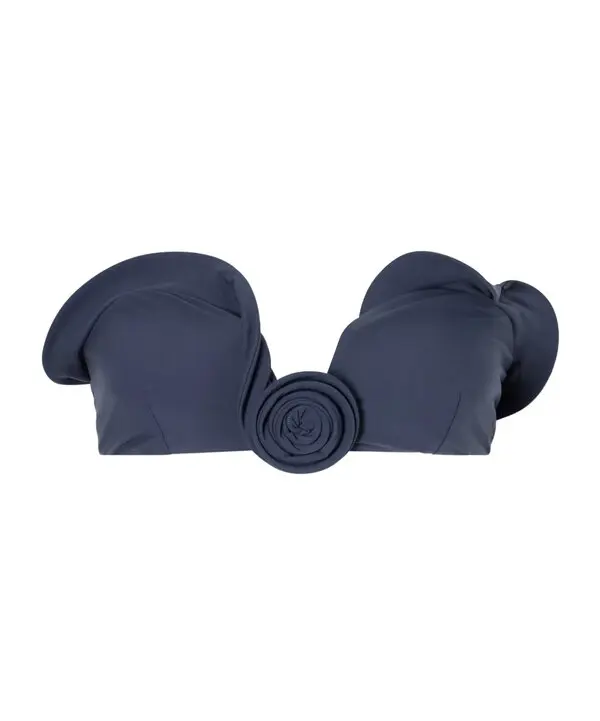 Magda Butrym Floral Appliqué Bikini Top - Blue