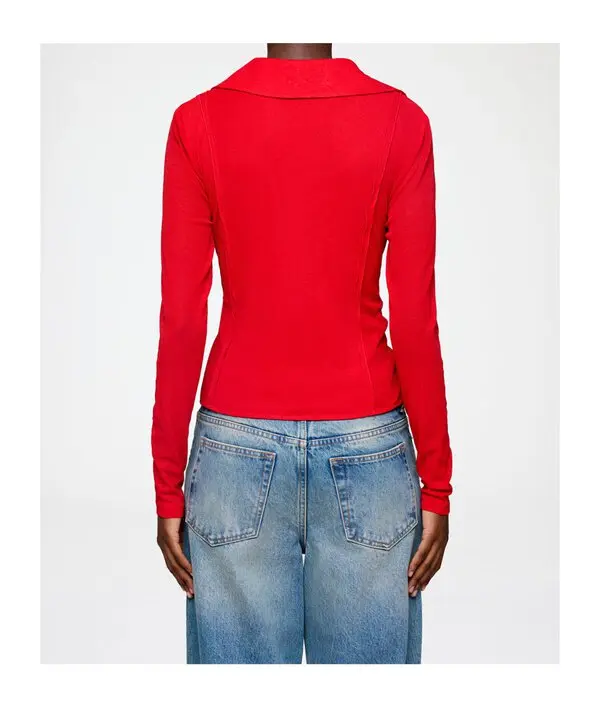 GANNI Draped Wrap Polo Top - Goji Berry