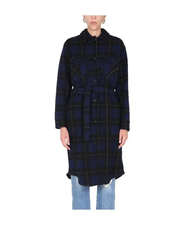 Woolrich Gentry Checked Tie-waist Coat - Black