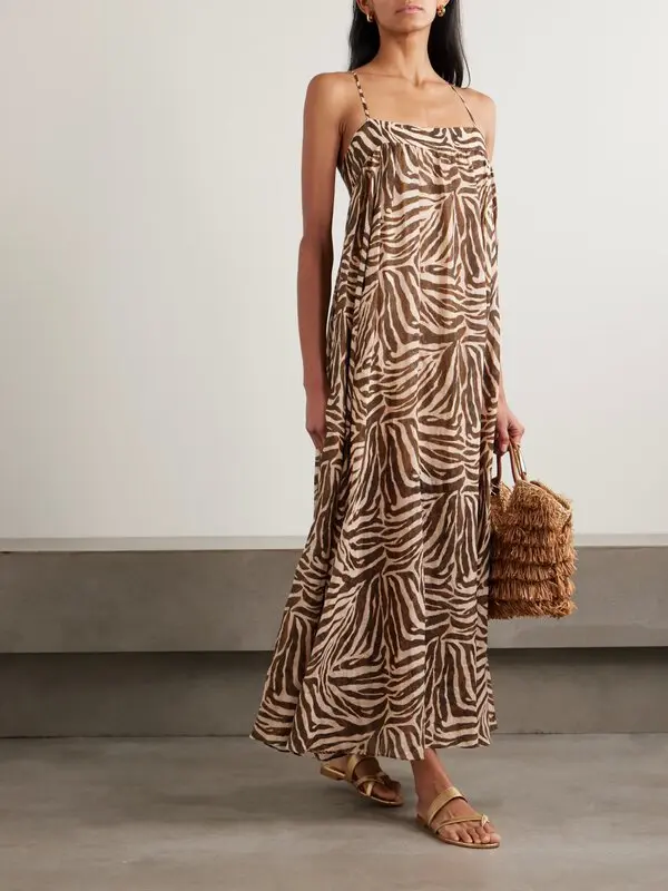 Zimmermann Wanderlust Zebra-print Midi Dress