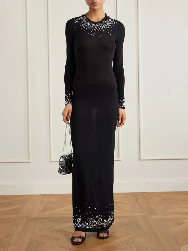 Rabanne Hotfix Embellished Maxi Dress