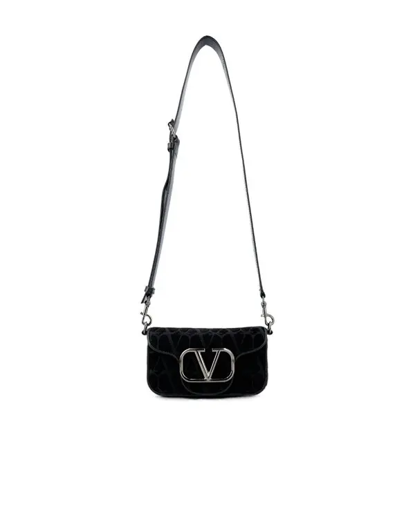Valentino Garavani Vlogo Plaque Foldover Shoulder Bag - Black