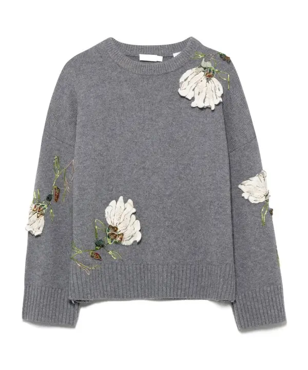 Simkhai Embroidered Floral Sweater