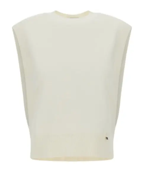 Herno Ribbed Sleeveless Top - Ivory