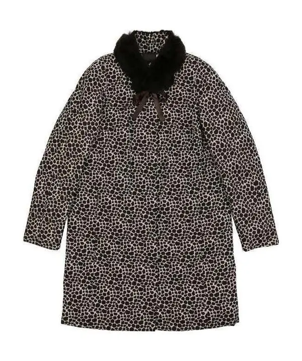 Max Mara Leopard Print Fur Collar Overcoat