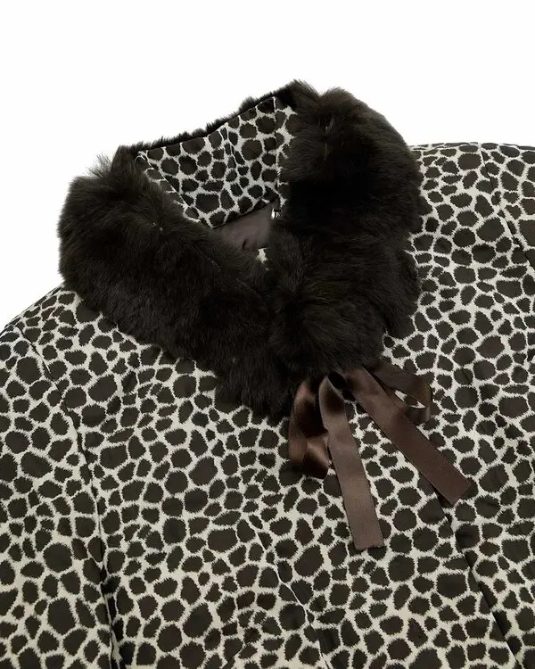 Max Mara Leopard Print Fur Collar Overcoat
