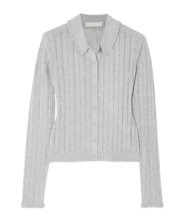 Ulla Johnson Lottie Crochet-trimmed Pointelle-knit Cardigan - White