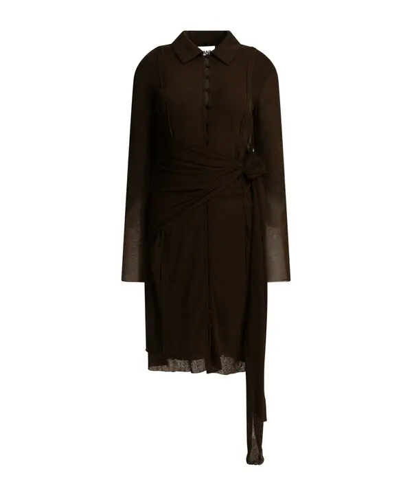 GANNI Draped Knot Chemise Dress - No