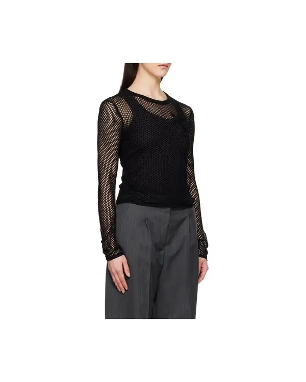 GANNI Floral Appliqué Crochet-knit Sweater