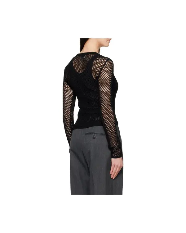 GANNI Floral Appliqué Crochet-knit Sweater