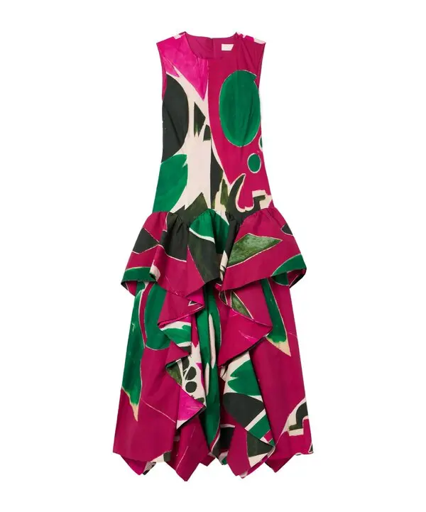Ulla Johnson Lee Krasner Mural Draped Printed Cotton-poplin Gown - Red