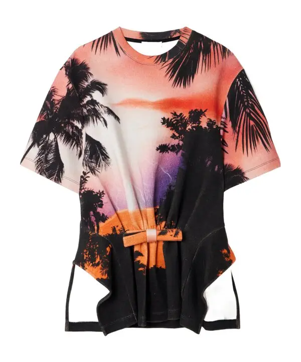 Rabanne Thunderstorm Print Bow Detail T-shirt - Multi-color