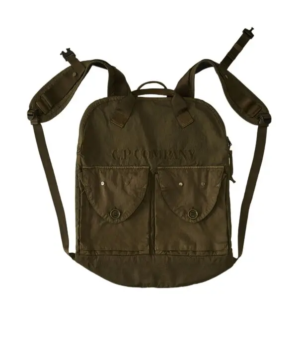 C.P. COMPANY Embossed Logo Front Pocket Backpack - Ivy Green
