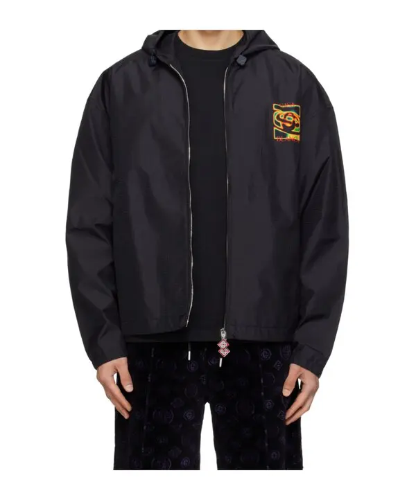 Casablanca Heat Map Ripstop Hooded Jacket - Black