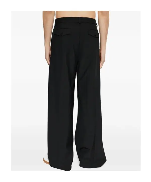 Casablanca Pleated Wide Leg Trousers - Black