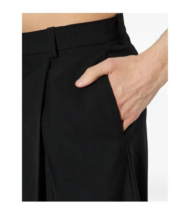 Casablanca Pleated Wide Leg Trousers - Black