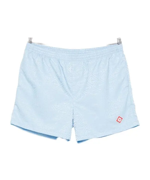 Casablanca Monogram-jacquard Swim Shorts - Blue