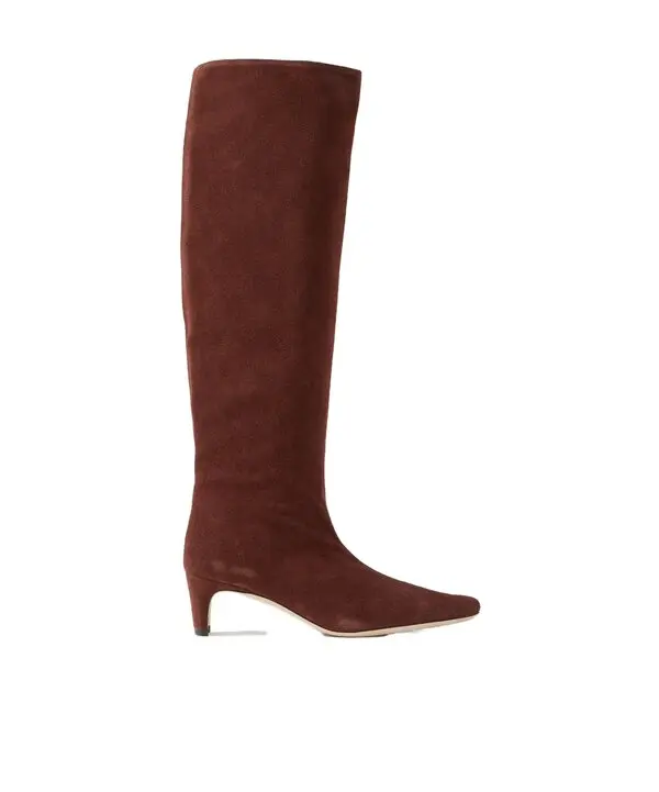 Staud Suede Knee Boots - Red