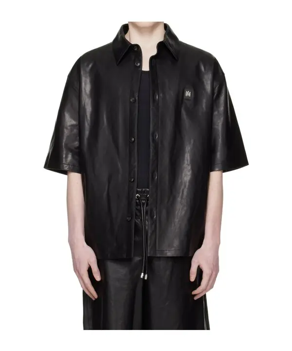 Amiri Ma Oversized Collared Leather Shirt