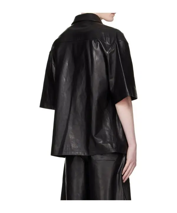 Amiri Ma Oversized Collared Leather Shirt