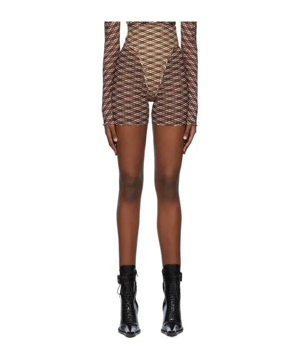 KNWLS Patchwork Printed Zippered Shorts