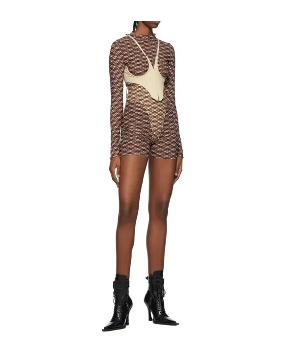 KNWLS Patchwork Printed Zippered Shorts