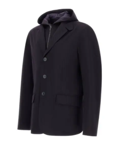 Herno Hooded Jersey Blazer With Removable Bib - Blue