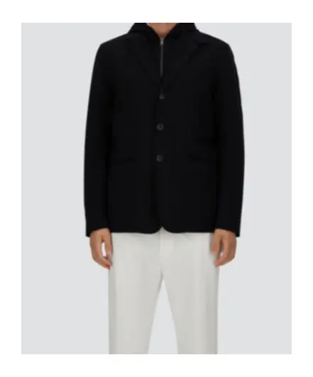Herno Hooded Jersey Blazer With Removable Bib - Blue