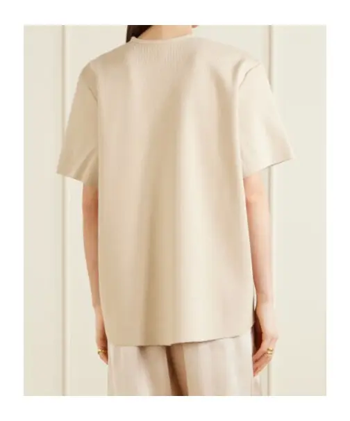 THE FRANKIE SHOP Leni Ribbed Knit T-shirt - Beige