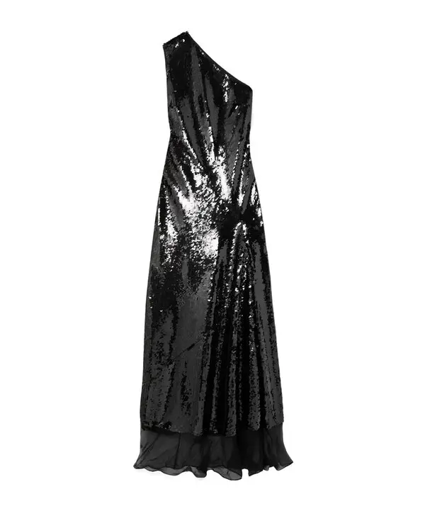 Stella McCartney One-shoulder Sequined Gown - Black