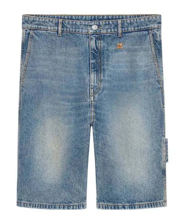 COURREGES Cargo Denim Shorts - Denim Blue