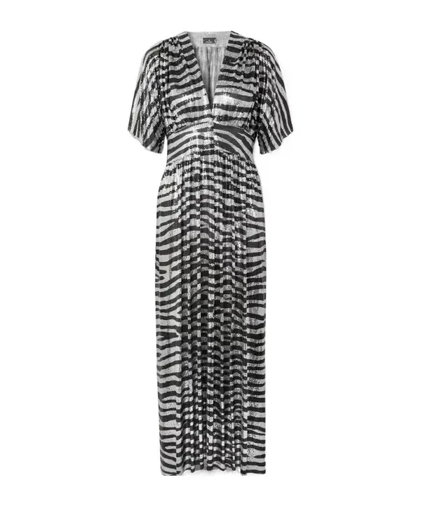 Rabanne Zebra-print Chainmail Maxi Dress