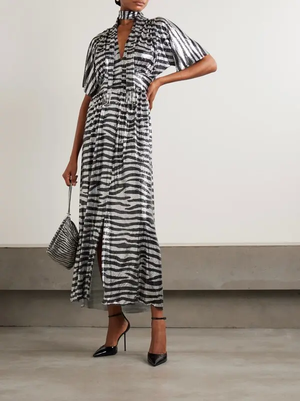 Rabanne Zebra-print Chainmail Maxi Dress
