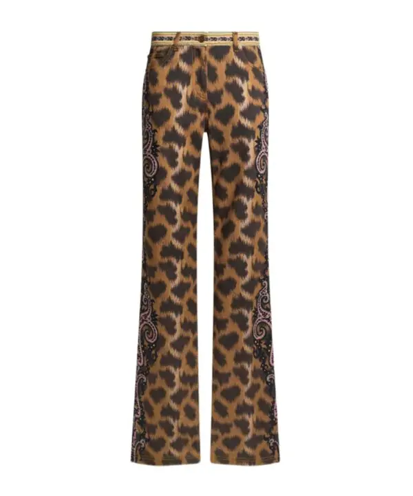 Etro Animalier Embroidered Flared Jeans - Brown