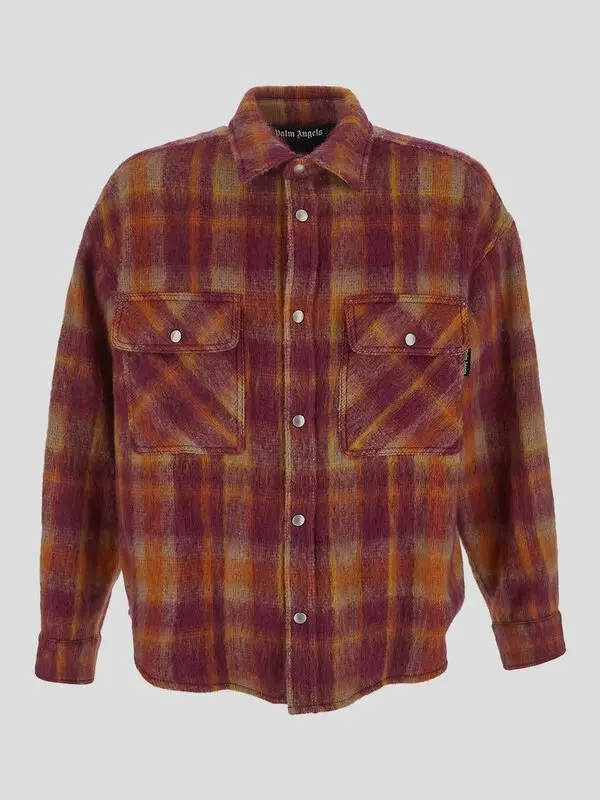 Palm Angels Plaid-printed Buttoned Overshirt - Red