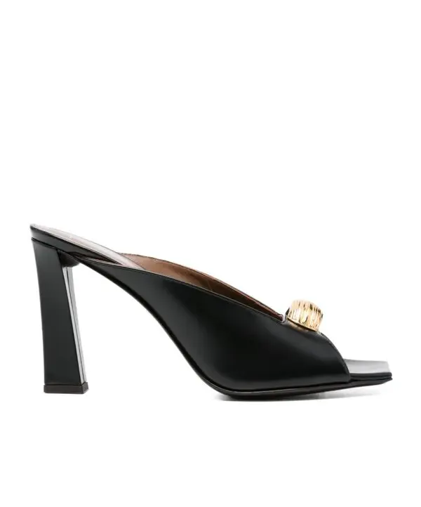 GIUSEPPE ZANOTTI Embellished Square Toe Heeled Mules - Black