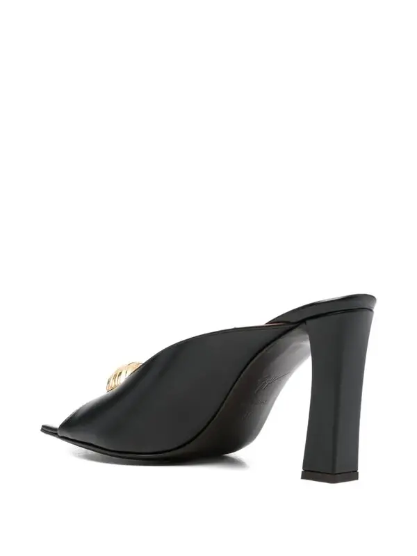 GIUSEPPE ZANOTTI Embellished Square Toe Heeled Mules - Black