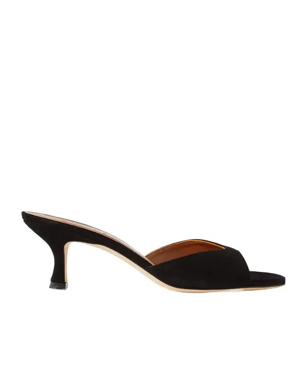 Staud Suede Kitten Heel Mules - Black