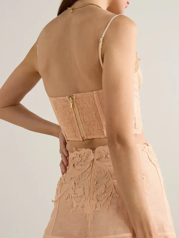 Zimmermann Rebellion Filigree-collar Corset - Peach